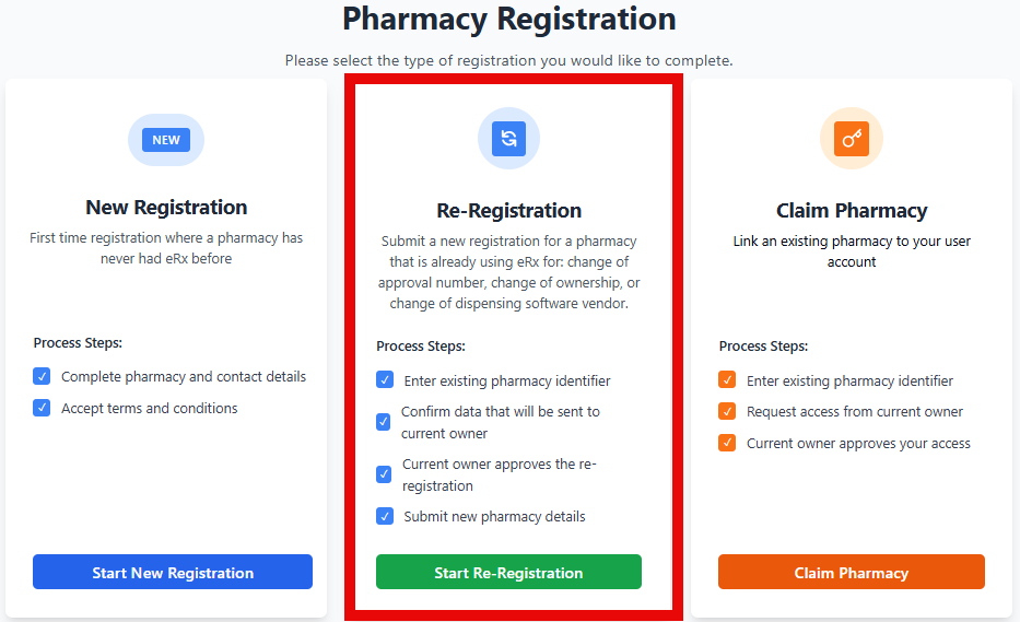 CMS How to - Re-registering an existing pharmacy – Help Centre